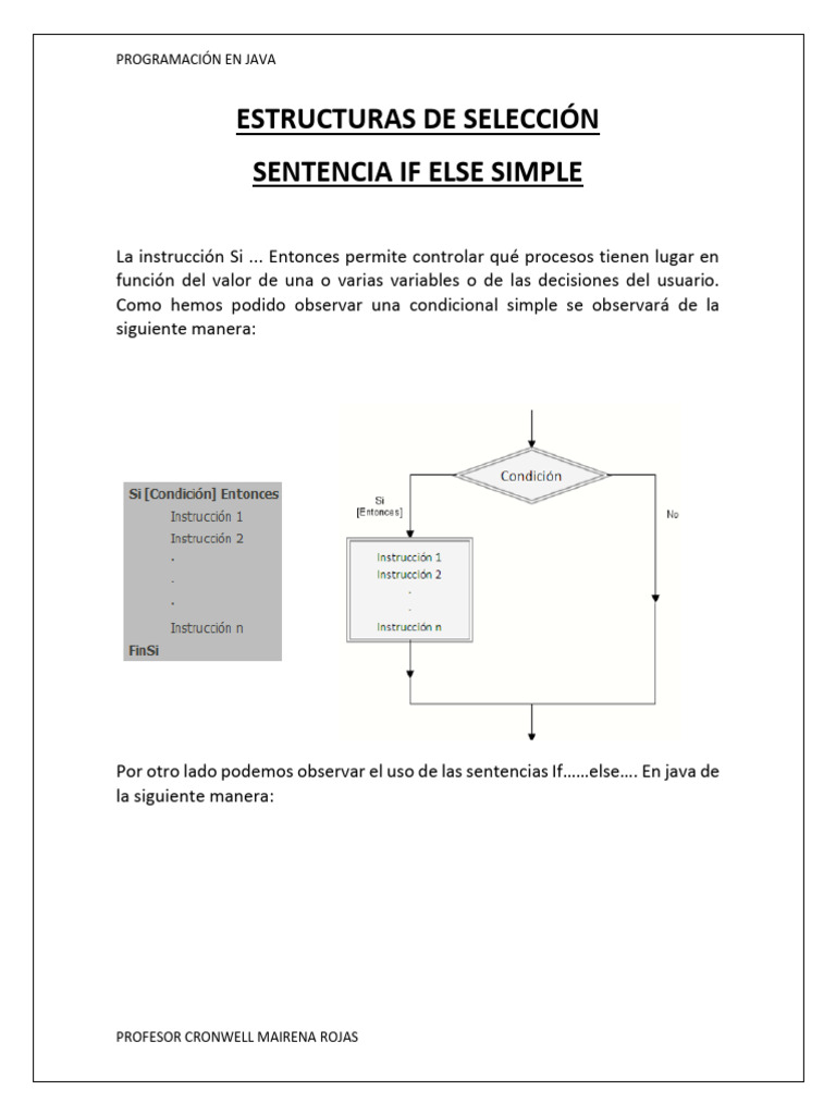 8 - Estructuras de Seleccion - Sentencia If Else Simple | PDF