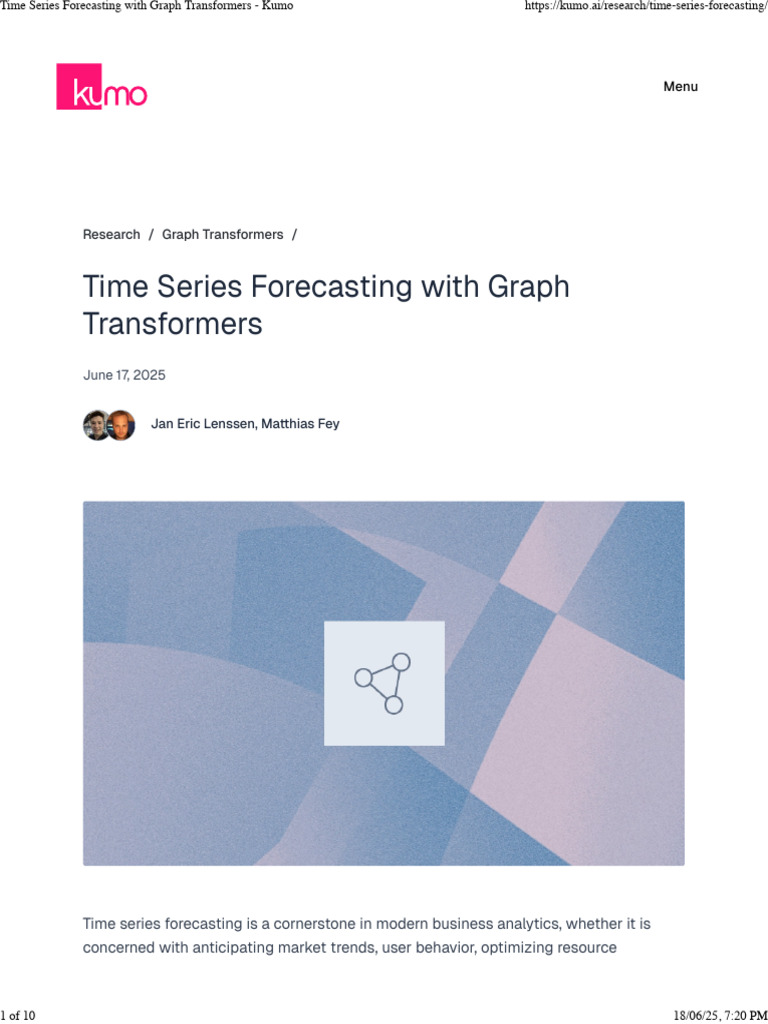 Time Series Forecasting With Graph Transformers - Kumo | PDF | Forecasting | Time Series