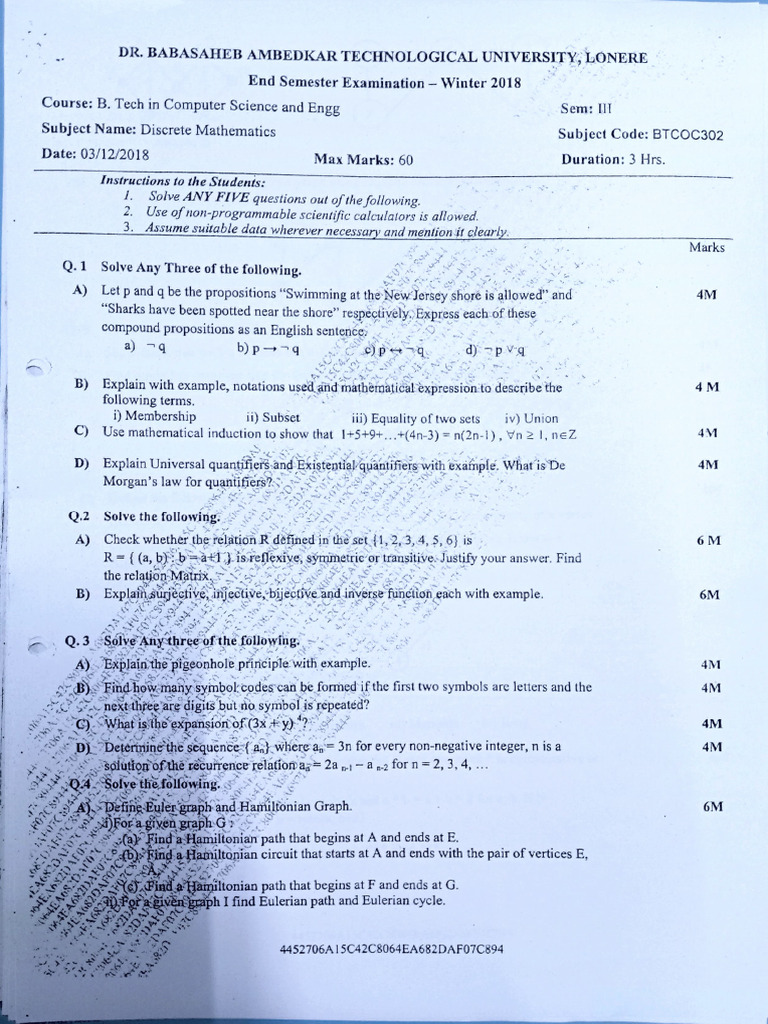 DM Question Papers | PDF