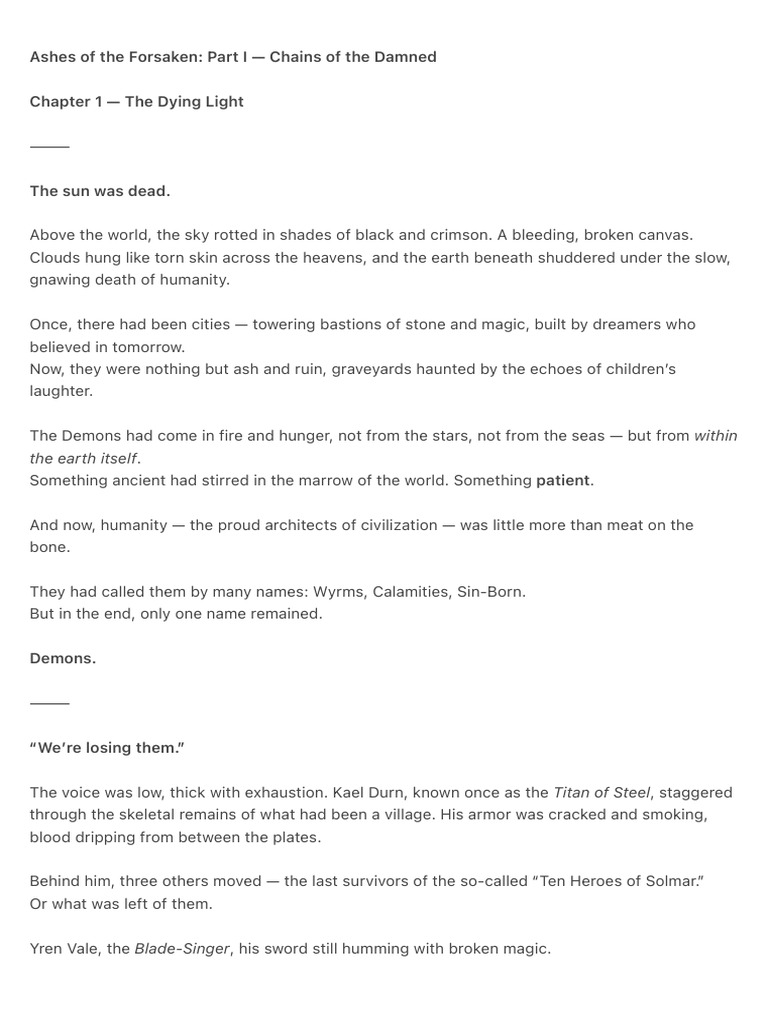 Ashes of The Forsaken - Part I - Chains of The Damned | PDF