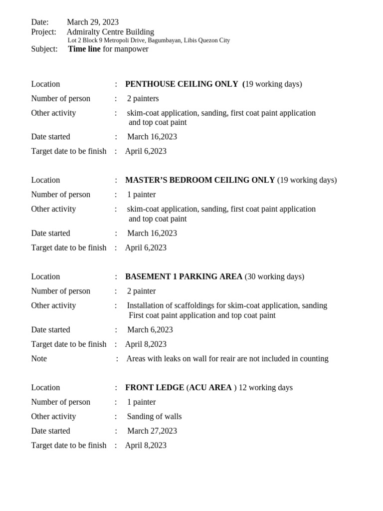 Manpower Time Frame | PDF