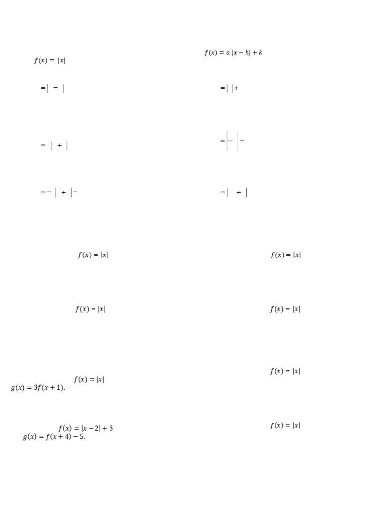 Abs Value Trns Incl Hori and Function Notation 202122 | PDF | Vertex ...