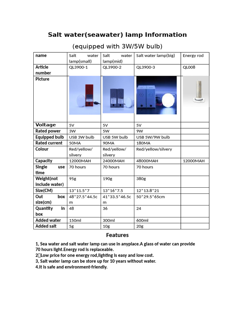 Salt Water Lamp (3900!1!2-4) | PDF