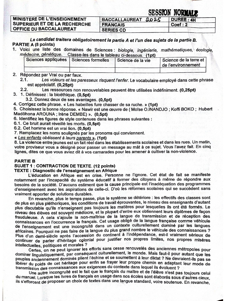 Bacii 2025 Français C, D | PDF