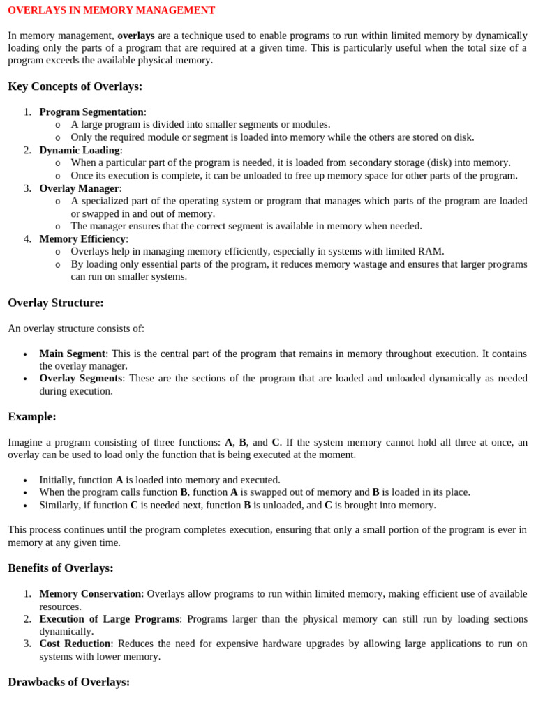Overlays in Memory Management | PDF | Computer Data Storage | Computer ...