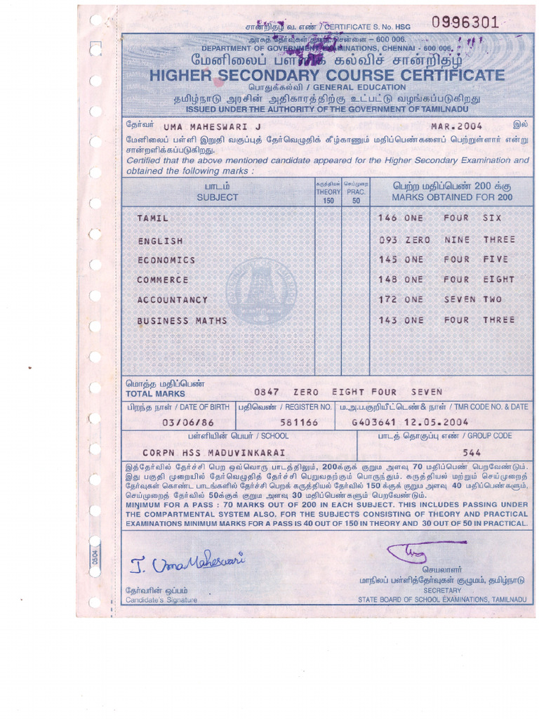 12 TH Marksheet | PDF