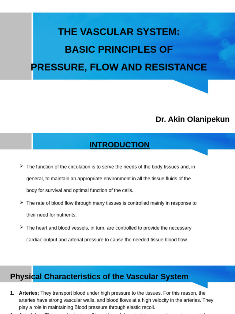 Vascular System - Pressure, Flow and Resistance | PDF | Hemodynamics ...