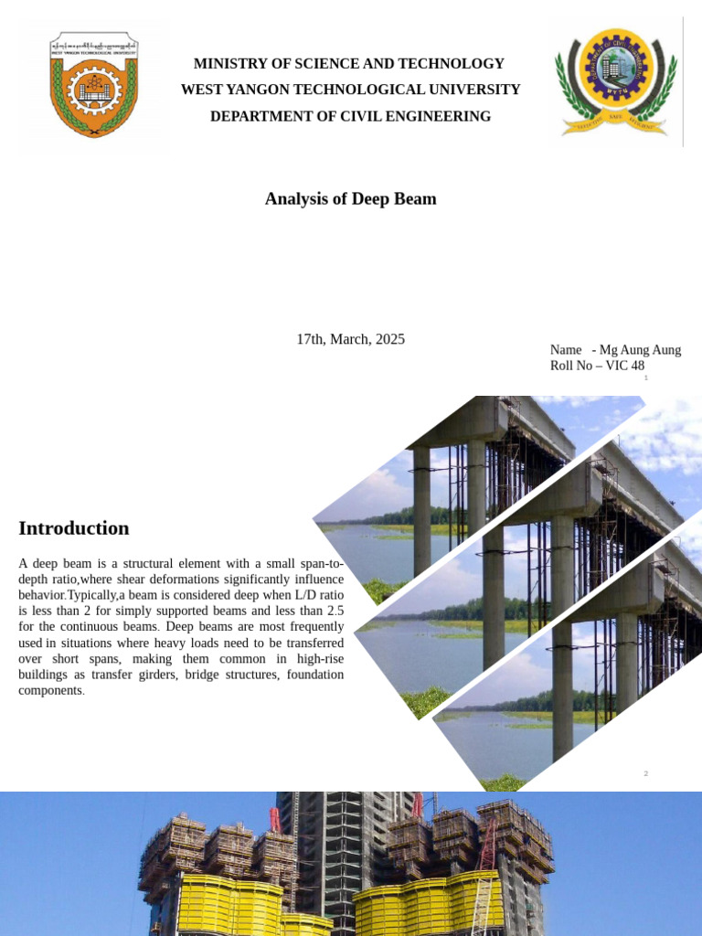 Analysis of Deep Beams PPT | PDF | Beam (Structure) | Bending