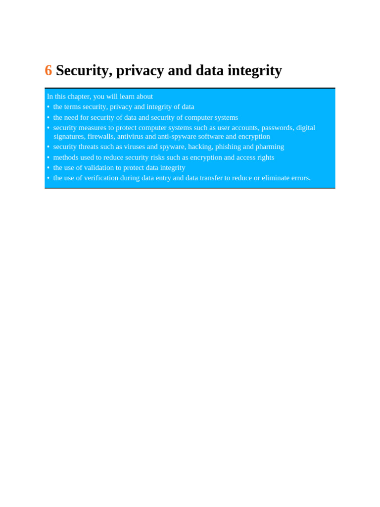 06 Security, Privacy and Data Integrity Hodders | PDF | Malware | Computer Virus