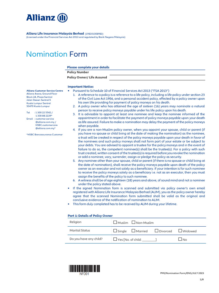 NominationForm Eng 2307 | PDF | Private Law