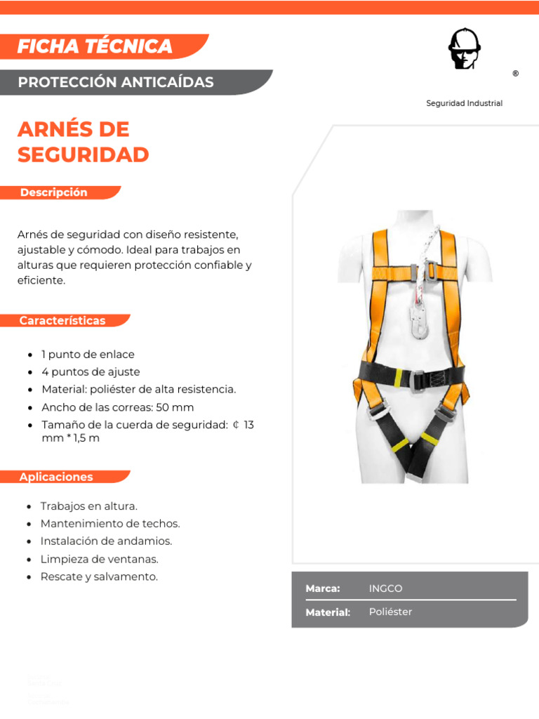 Arnés de Seguridad Ingco HSH501502 | PDF