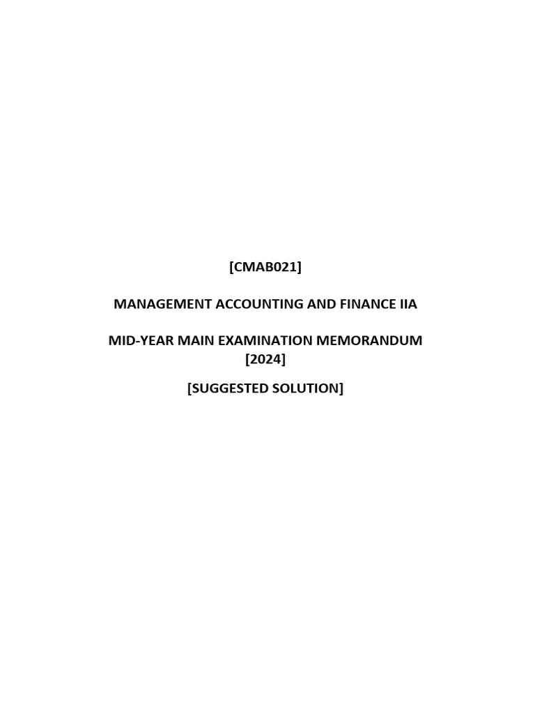 Cmab021 2024 Main Exam Memo | PDF | Leverage (Finance) | Regulatory ...