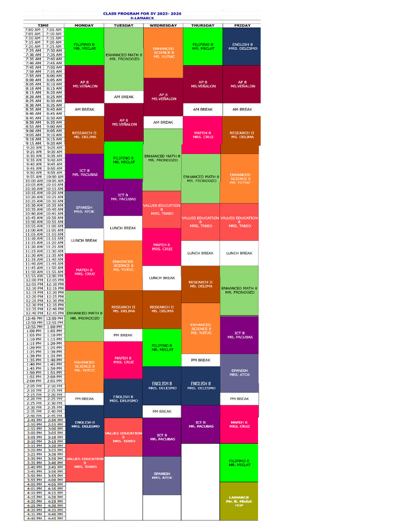 Class Schedule 1 | PDF