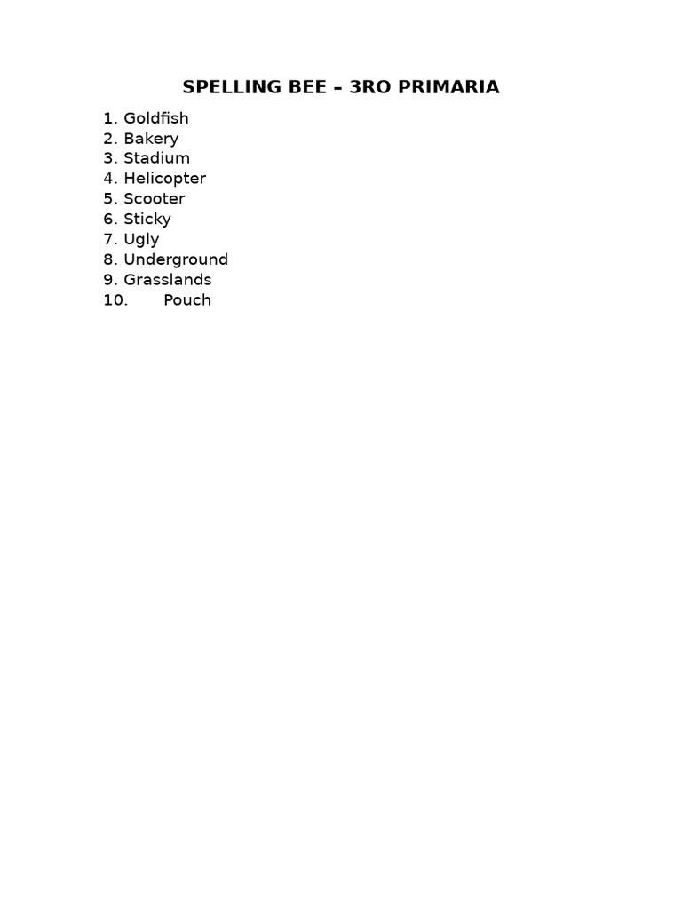 Spelling - Bee 3ro Prim | PDF