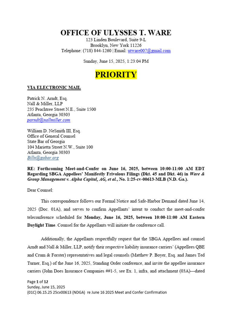 June 2025 Meet-and-Confer Confirmation | PDF | Appeal | Federal Rules ...