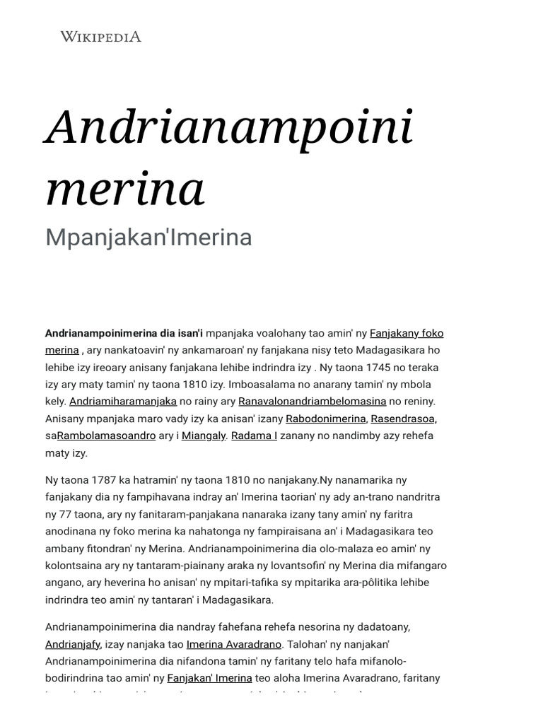 Andrianampoinimerina - Wikipedia | PDF