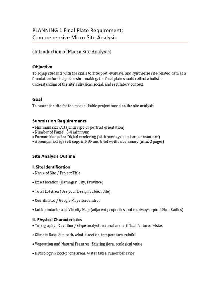 Comprehensive Site Analysis Guidelines | PDF | Map | Data