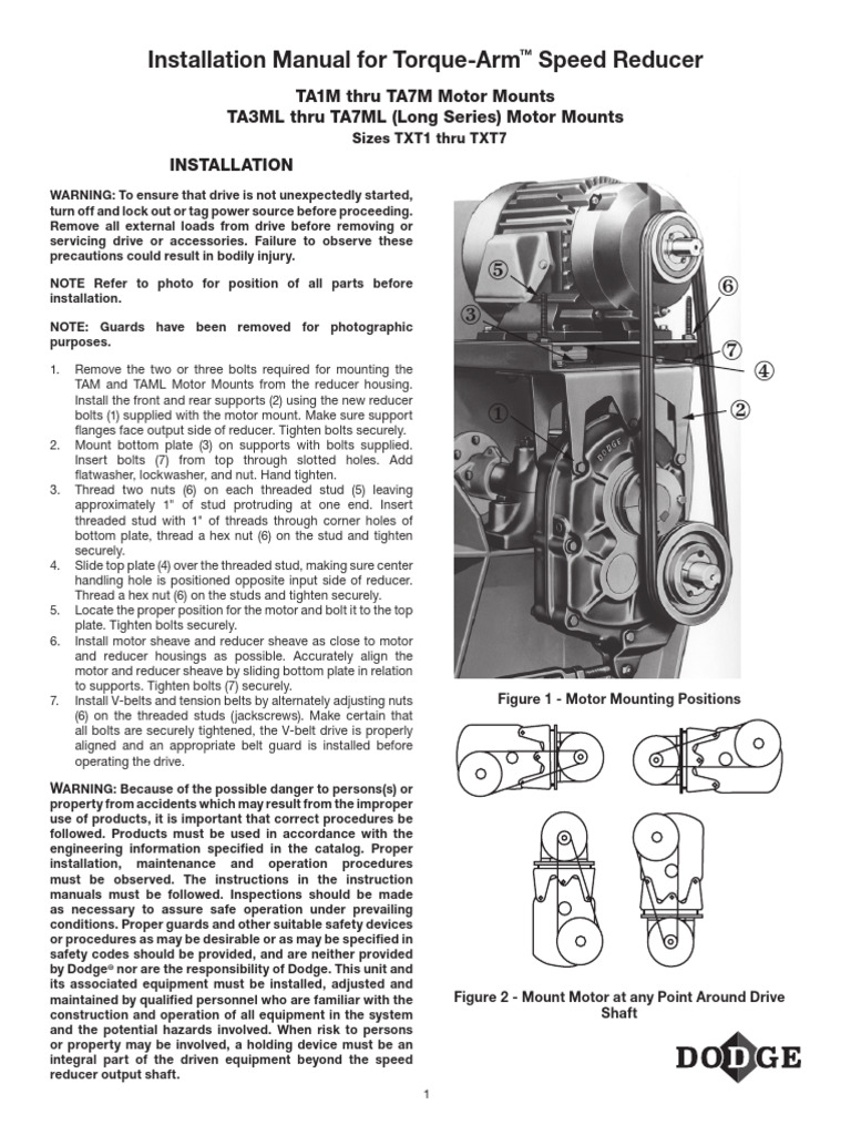 Torque-Arm Speed Reducer Installation Guide | PDF | Screw | Belt ...