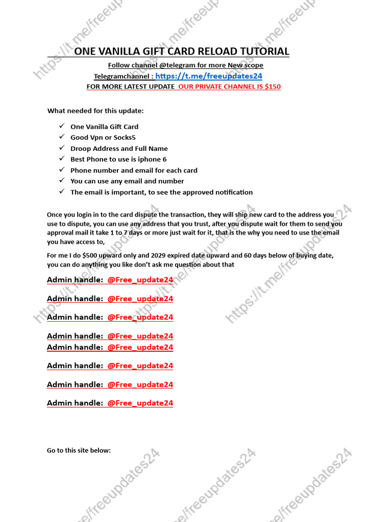 One Vanilla Reload Method @free - Update24 | PDF | Software | Computing