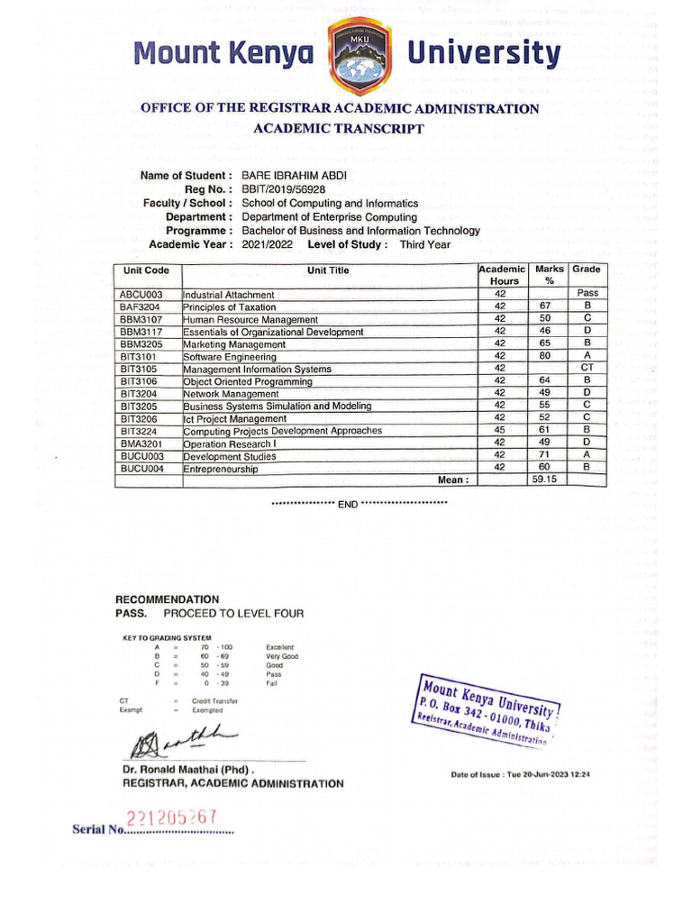 3RD Year Transcript | PDF