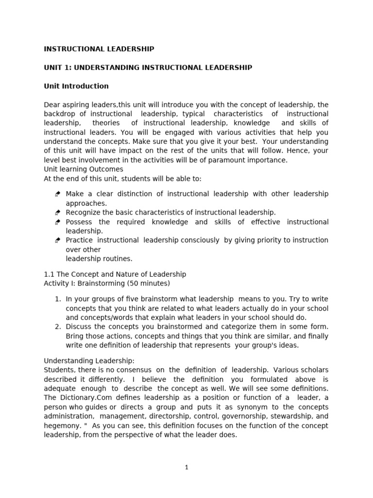Instructional Leadership For Regular Edpm Students | PDF | Leadership ...