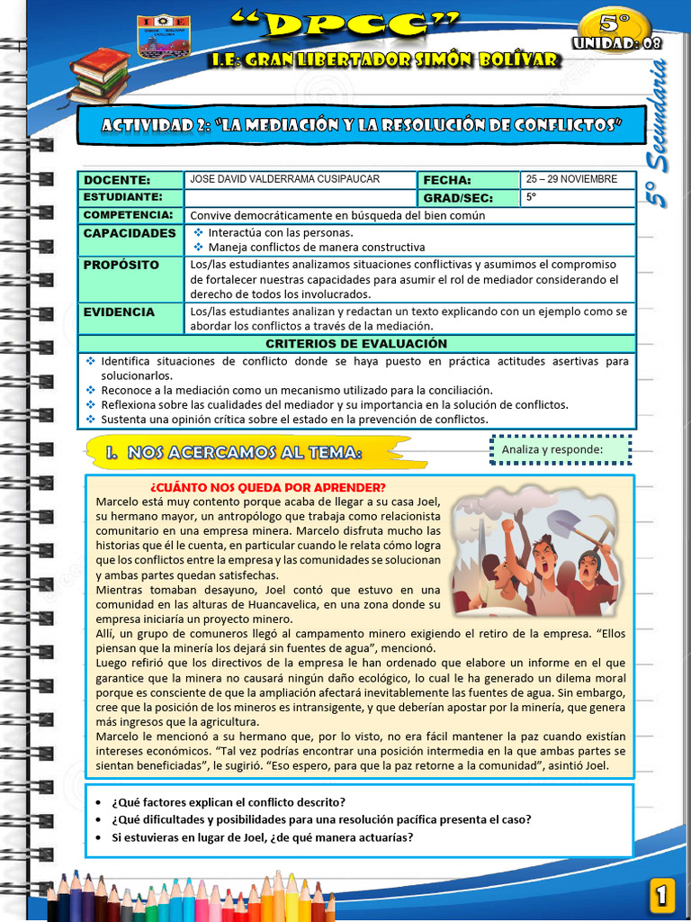 5° DPCC - Actv.02-Unid.8 2024 | PDF | Mediación | Creatividad