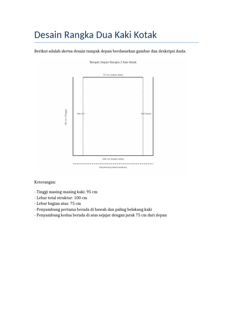 Desain Rangka Dua Kaki Kotak 95 cm | PDF