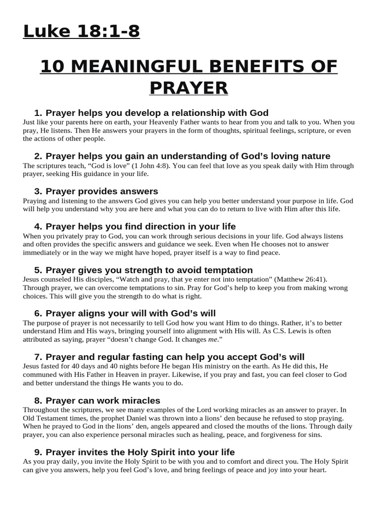 10 Meaningful Benefits of Prayer | PDF | Prayer | God The Father