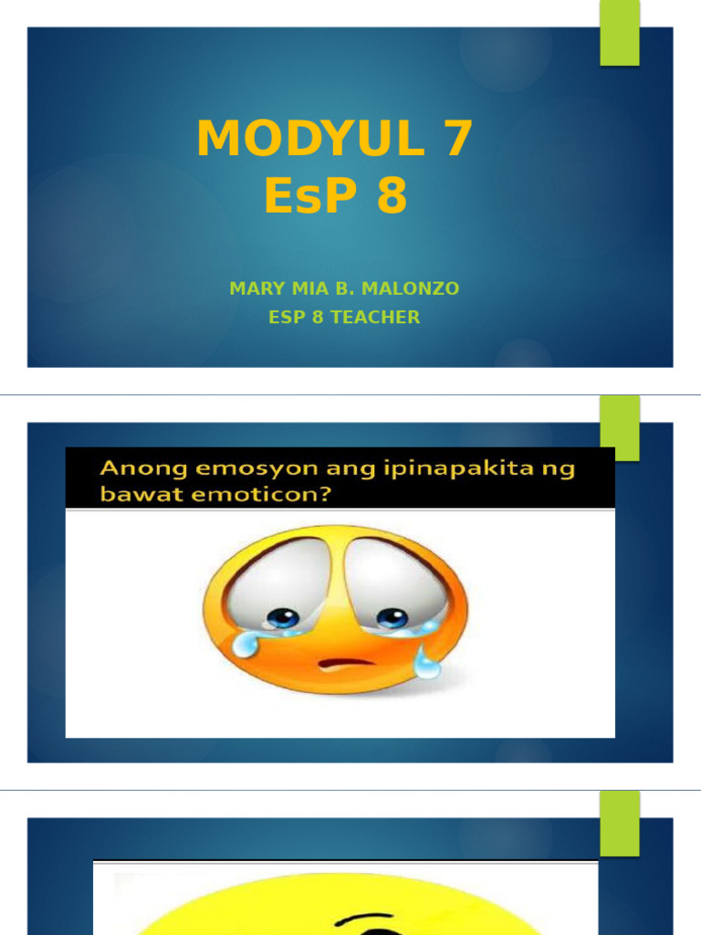 Gr. 8 Esp - Modyul 7 - Emosyon | PDF