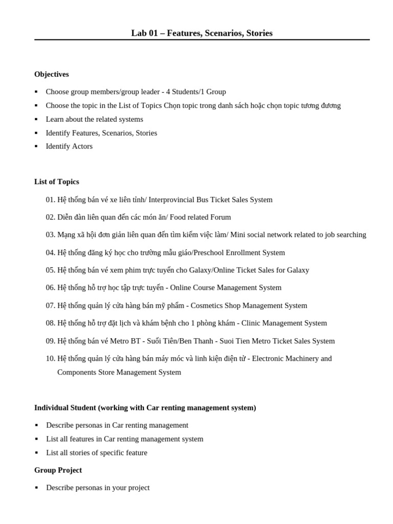 Lab 01 - Features, Scenarios, Stories | PDF | Computing