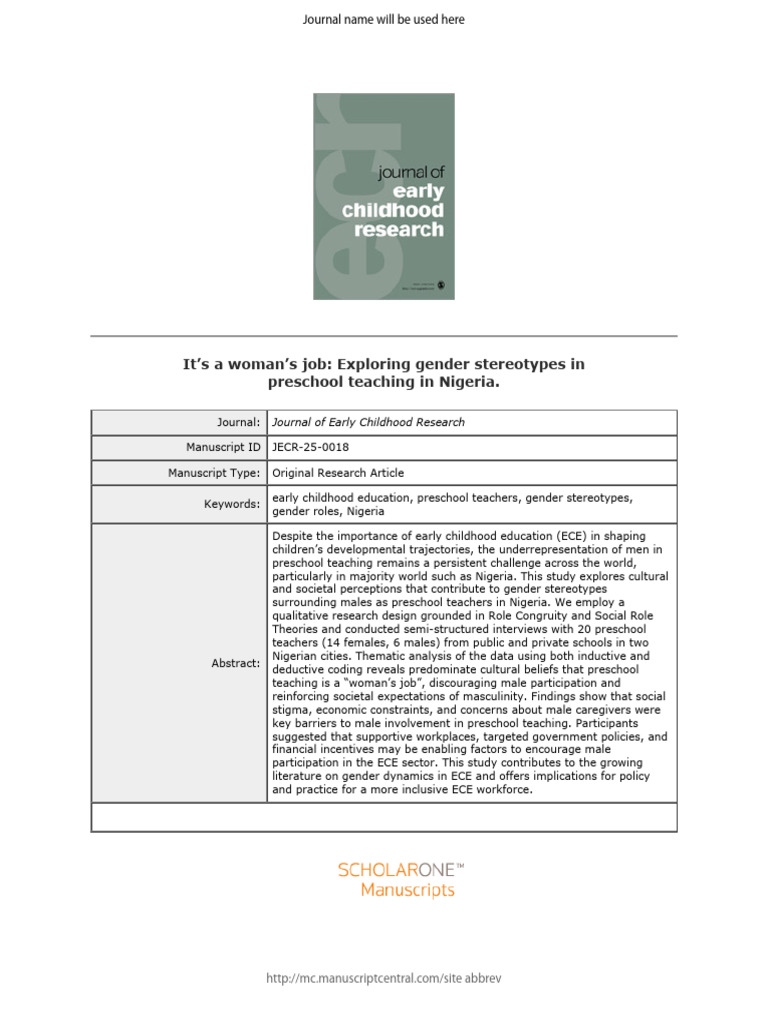 JECR-25-0018 Proof Hi | PDF | Gender Role | Social Psychology