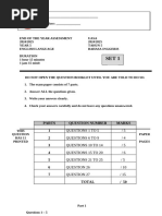 Paper 1 End Year - Form 1 Uasa 2024 (New) | PDF | Malaysia | Habitat