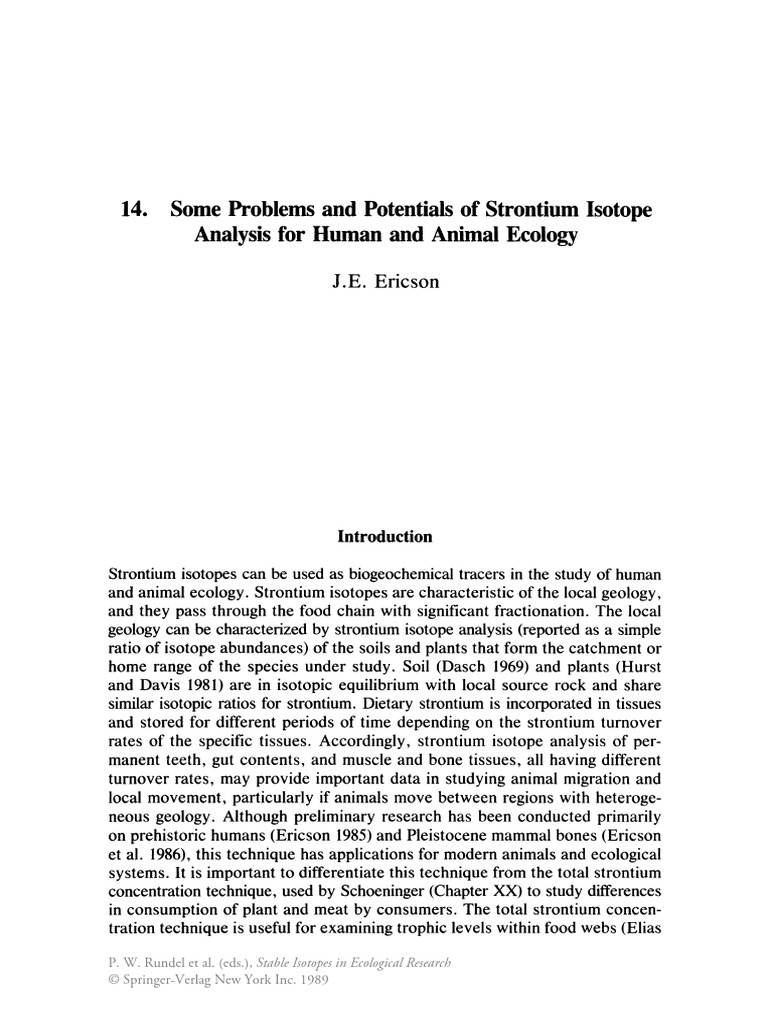 Strontium Isotope Analysis in Ecology | PDF | Bird Migration | Rock ...