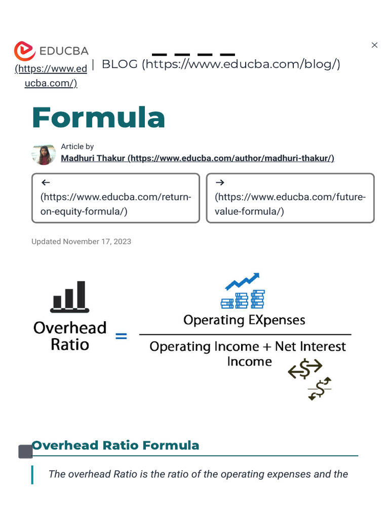 Overhead Formula How To Calculate Overhead Ratio | PDF | Expense | Income