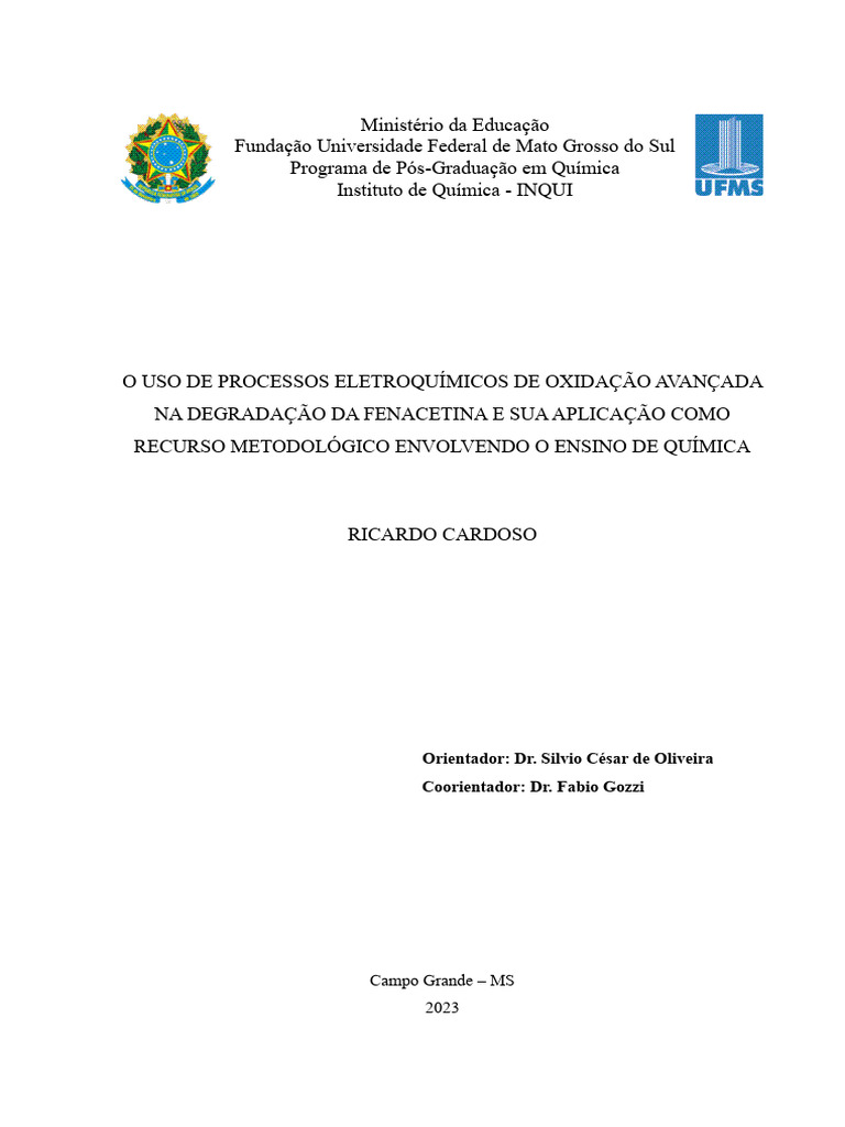 Orientador: Dr. Silvio César de Oliveira Coorientador: Dr. Fabio Gozzi ...