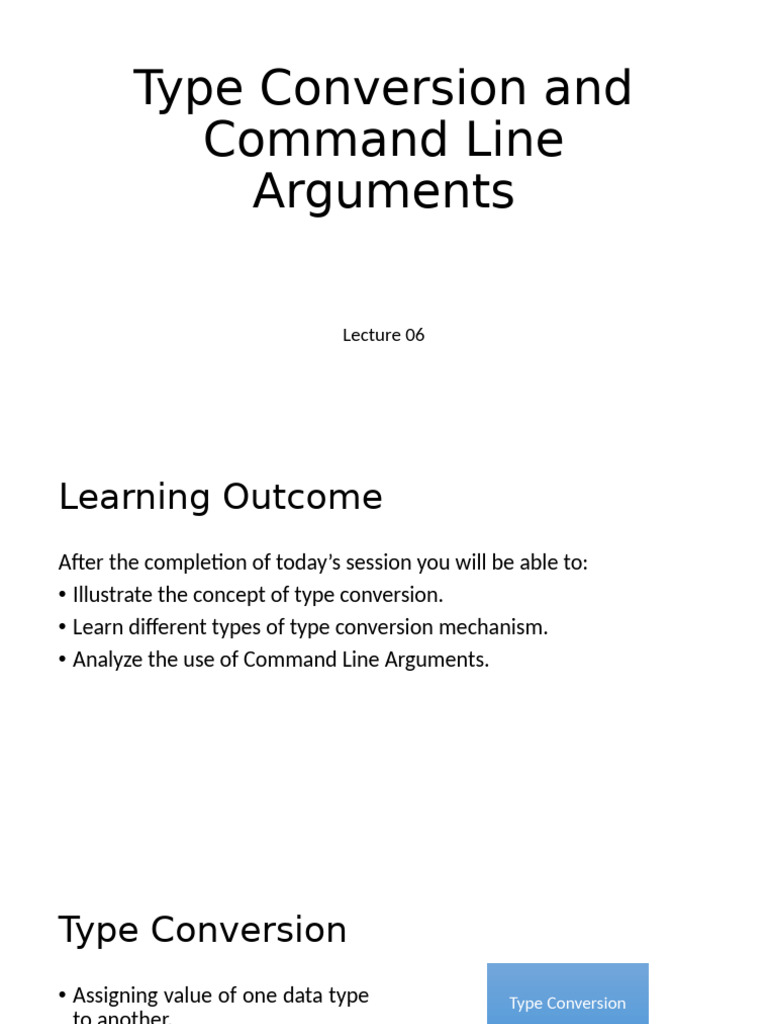 OOPs - Lecture 06 - Type Conversion and Command Line Arguments | PDF | Parameter (Computer ...