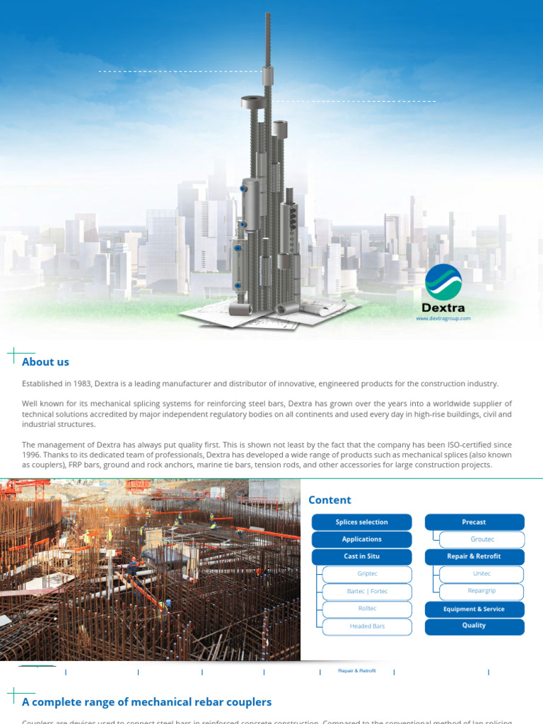 Dextra Rebar Splicing Range Interactive Brochure en 2412 | PDF | Building Materials | Building ...