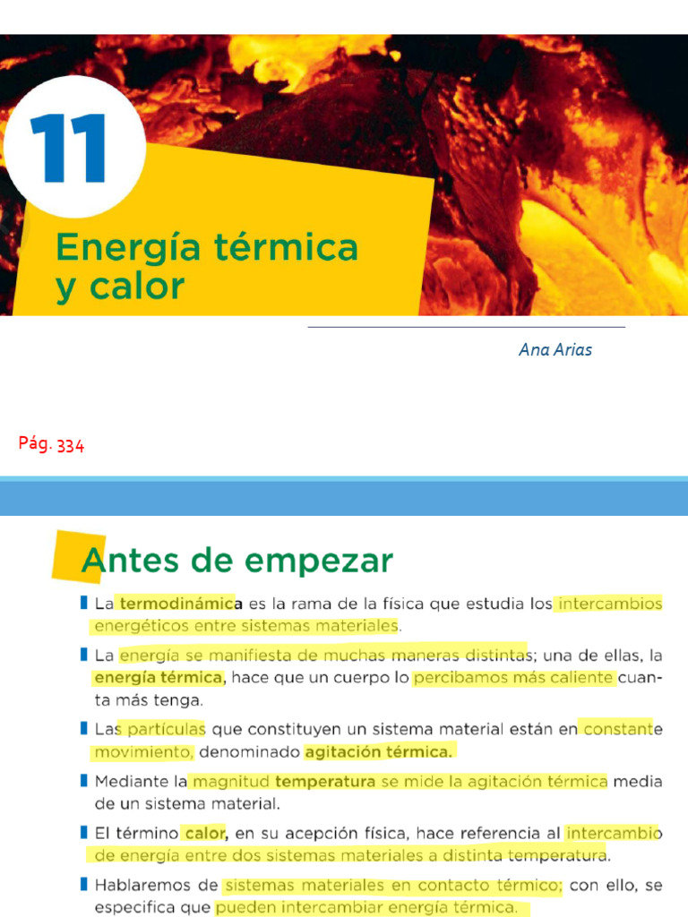 Tema 11 Energía Térmica y Calor RESUMIDO | PDF