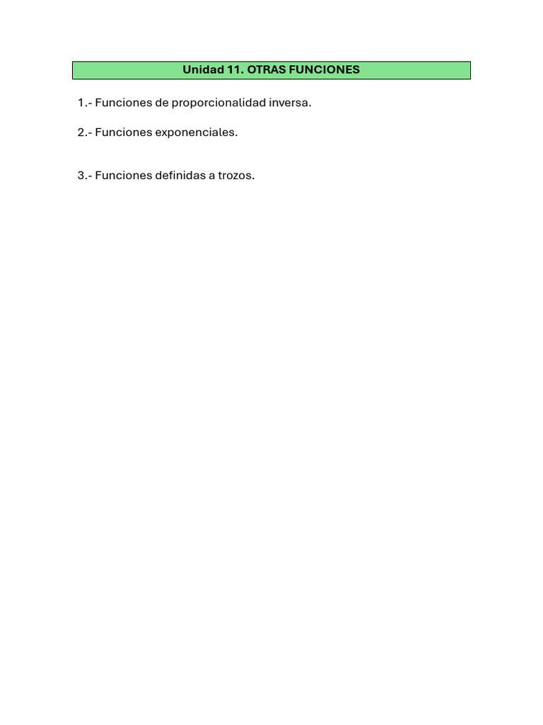 Funciones Matemáticas: Inversas, Exponenciales y a Trozos | PDF ...