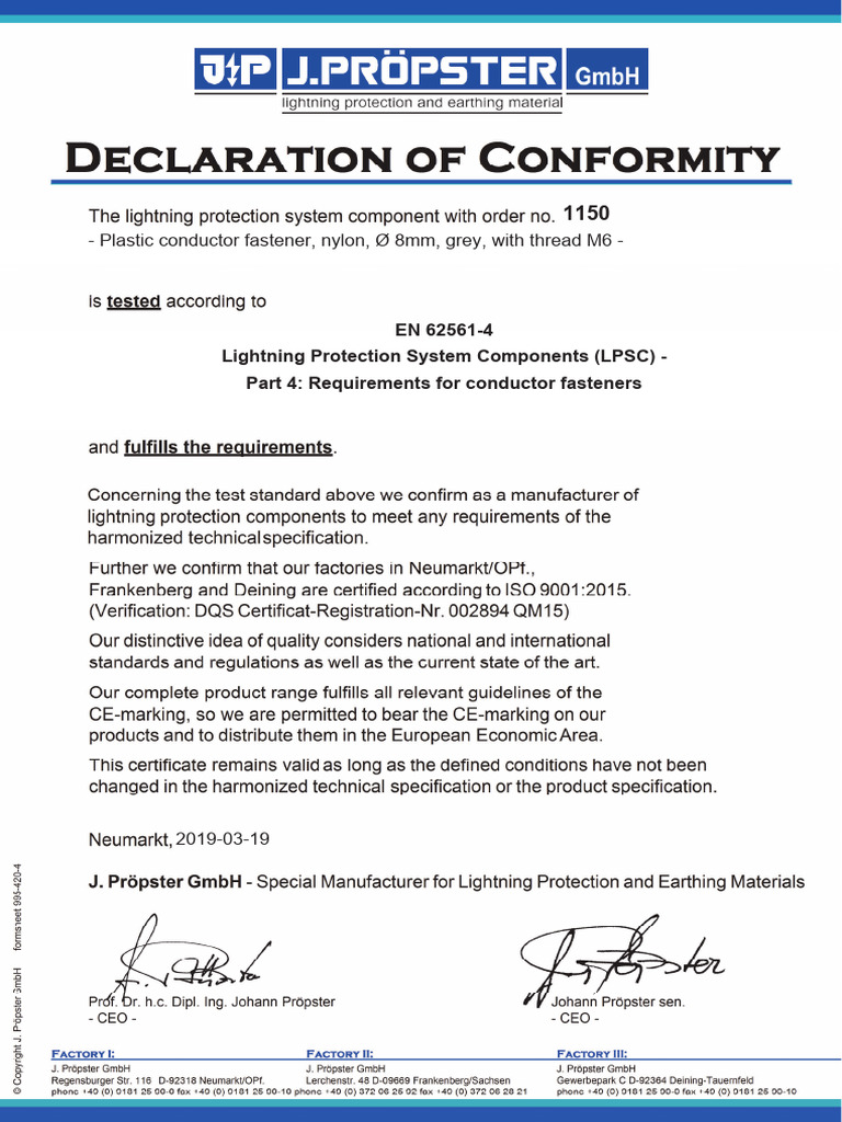 Plastic Conductor Fastener, Nylon, Ø 8mm, Grey, With Thread M6 | PDF