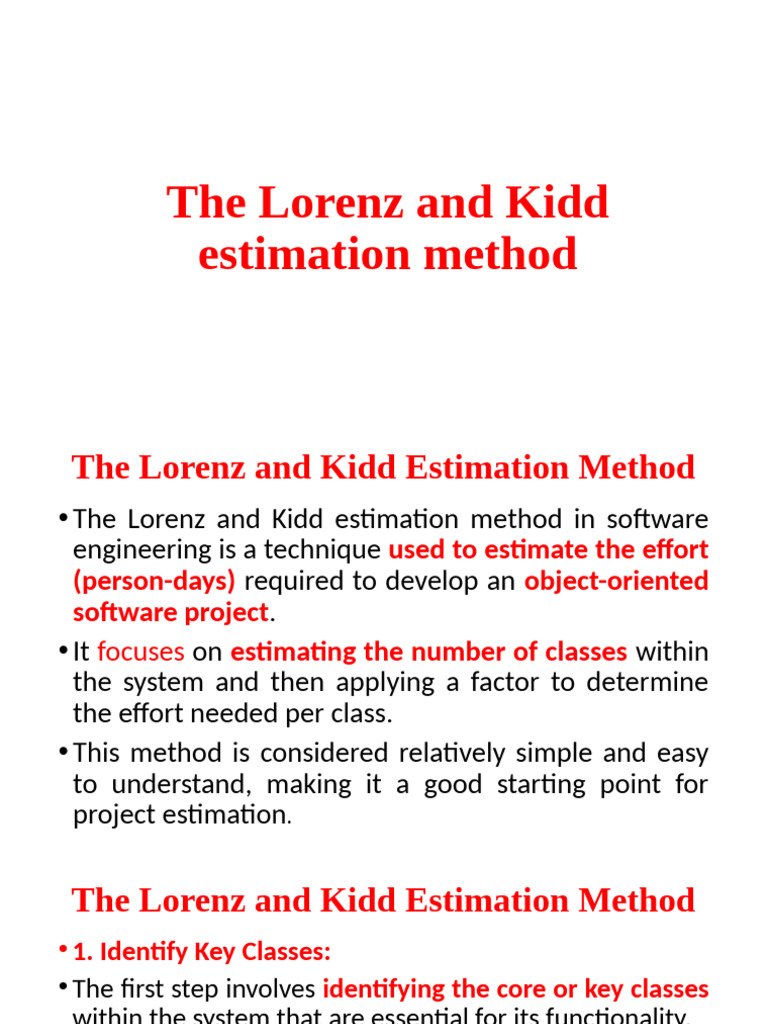 The Lorenz and Kidd and Use Case Point Estimation Method | PDF | Class (Computer Programming ...