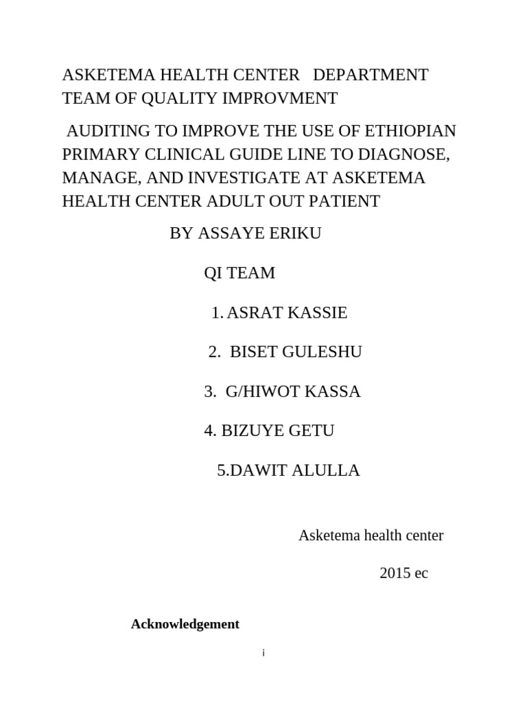 Improving EPHCG Use at Asketema Health Center | PDF | Brainstorming ...