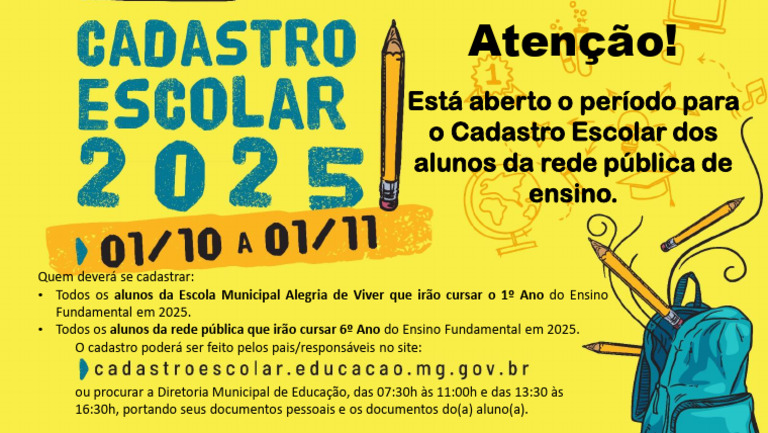 Cartaz cadastro escolar | PDF