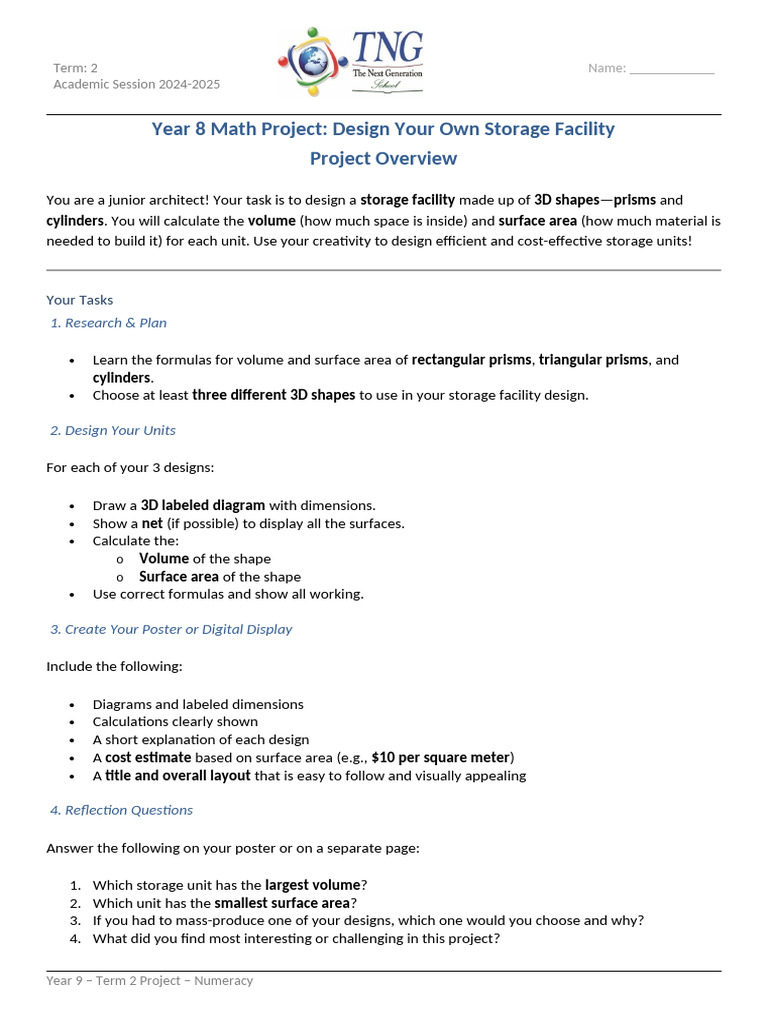 Term 2 Project With Rubric | PDF | Area | Volume