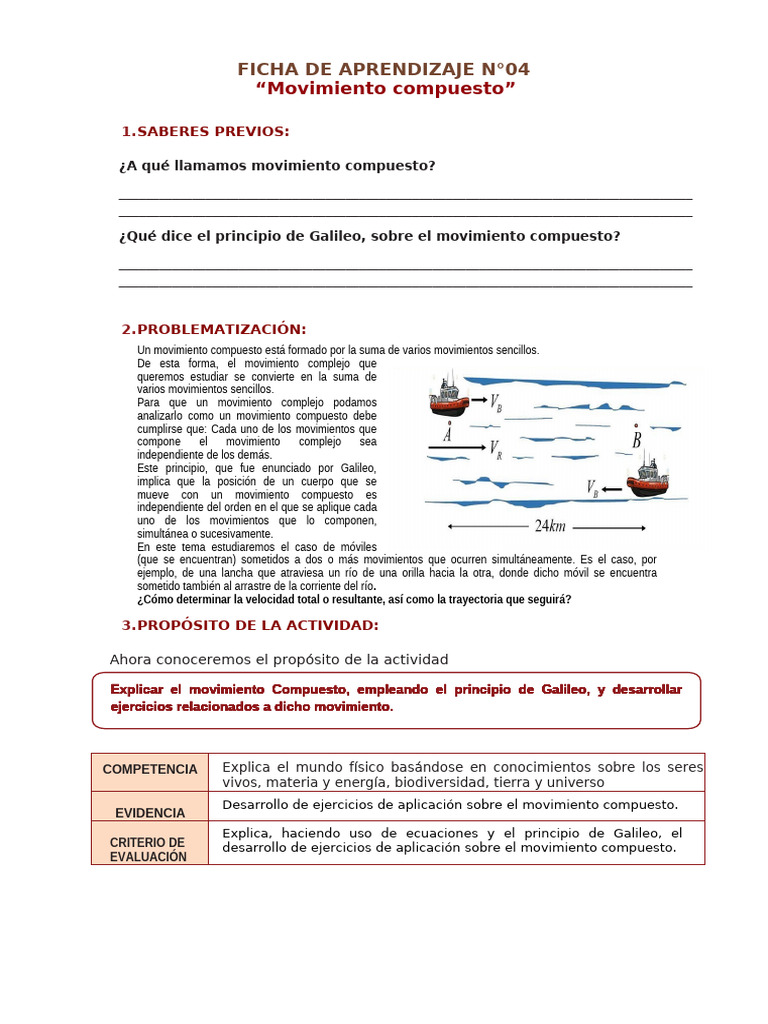 Ficha de Aprendizaje N°04 - 5to Grado | PDF | Velocidad | Vector Euclidiano