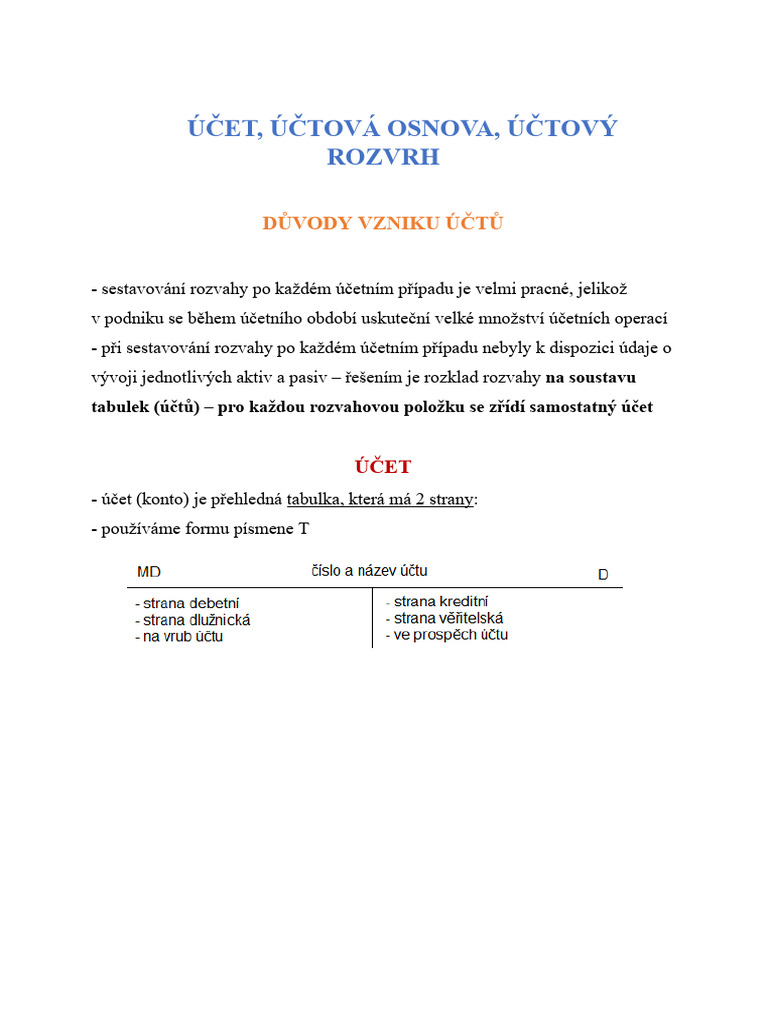 6 - Ucet, Uctova Osnova, Uctovy Rozvrh | PDF