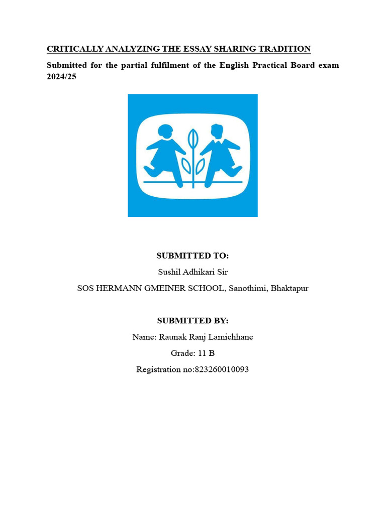 CRITICALLY ANALYZING THE ESSAY SHARING TRADITION by Raunak | PDF ...
