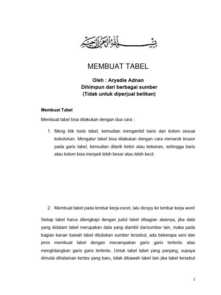 Membuat Tabel | PDF