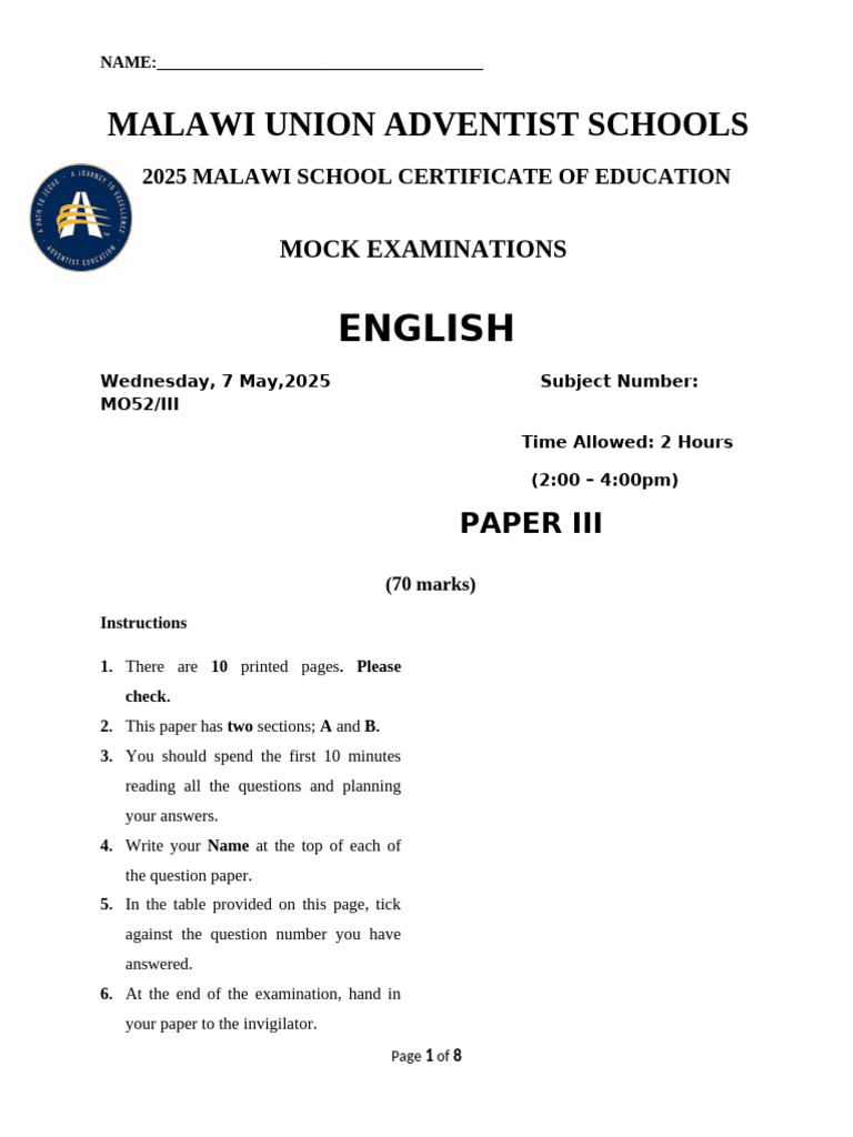English Paper Iii Edited - 073554 | PDF