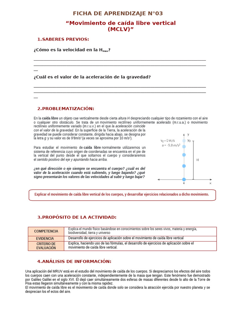 Ficha de Aprendizaje N°03 - 5to Grado | PDF | Mecanica clasica | Astrofísica